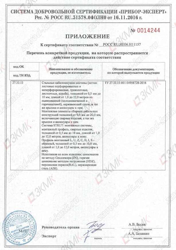 Сертификаты ГОСТ и Iso на продукцию ЗКМК Завод кабельных